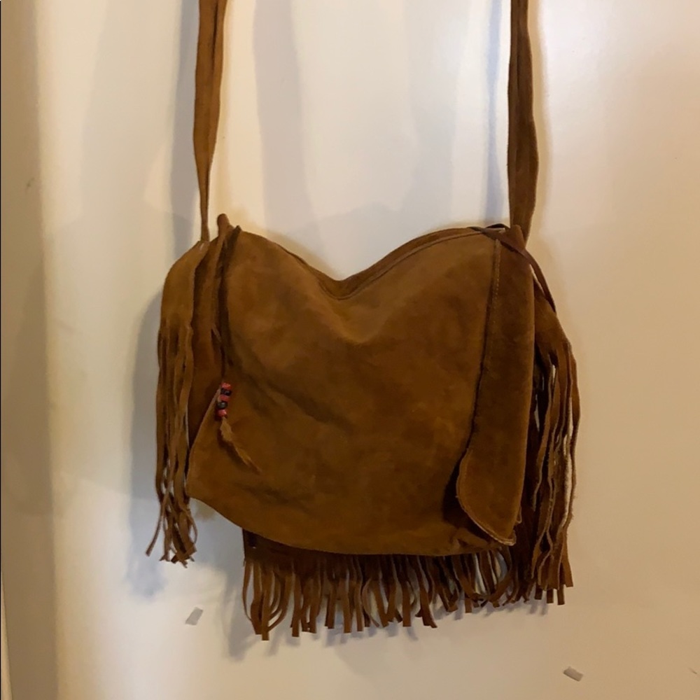 Beautiful Vintage Suede Boho Messenger Bag - Gem
